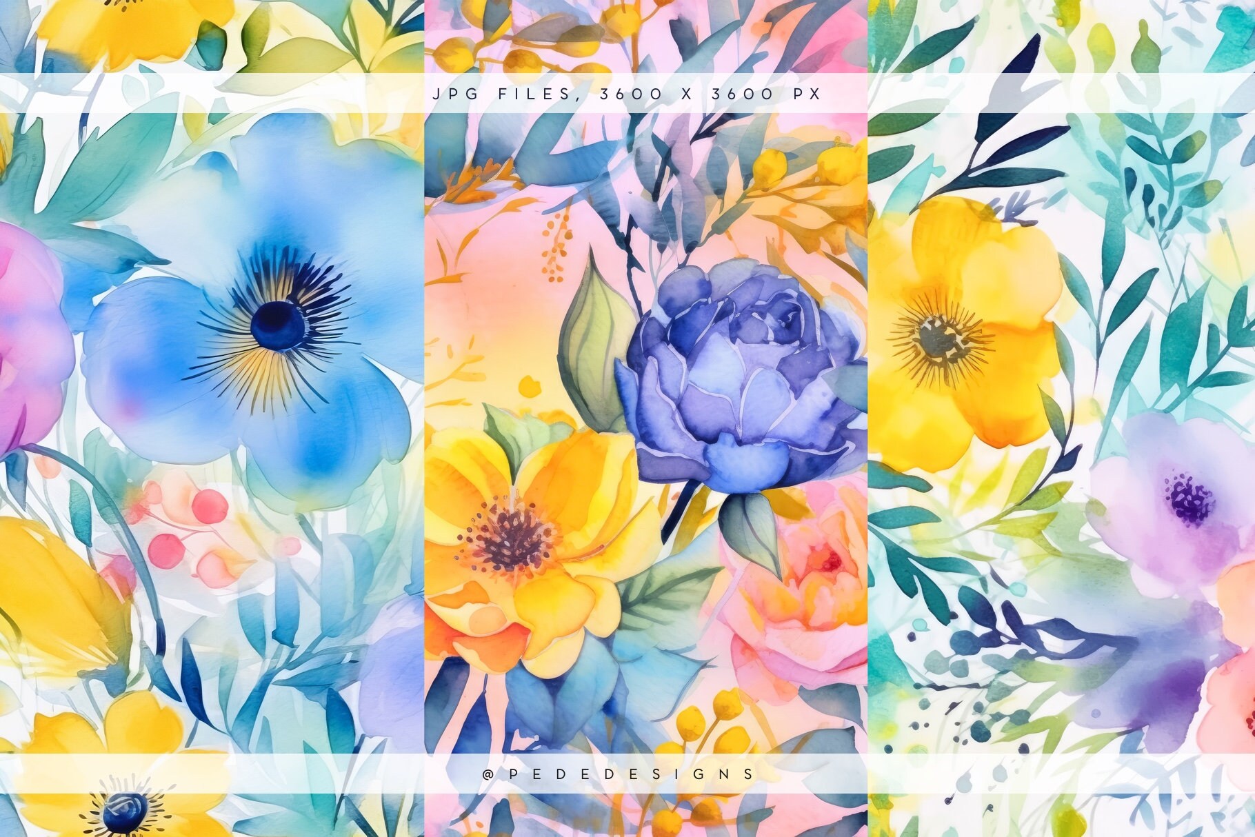 Watercolor Floral Digital Paper, Watercolor Spring Garden Pattern ...