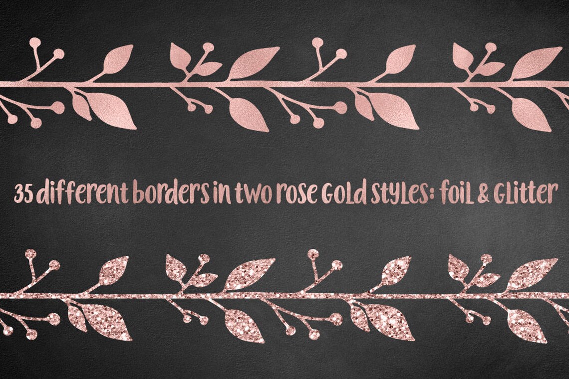 Rose Gold Borders Clip Art Arrows Foil & Glitter Floral - Etsy