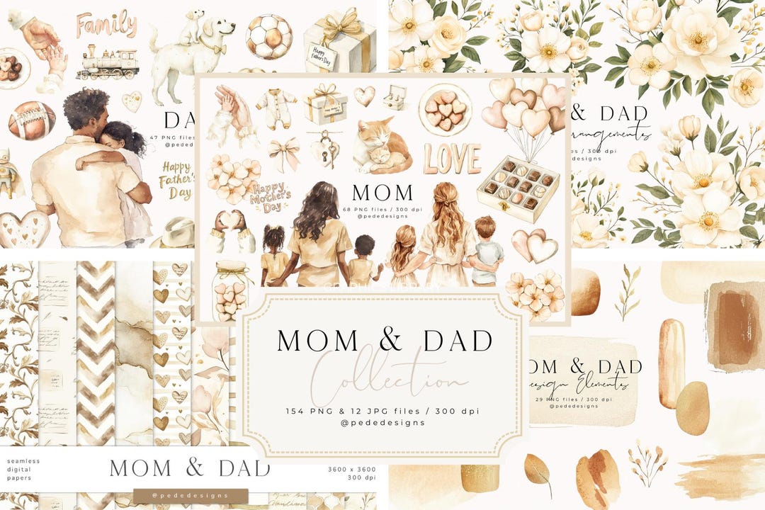 Watercolor Family Clipart | Mother’s & Father’s Day Collection | Mom ...