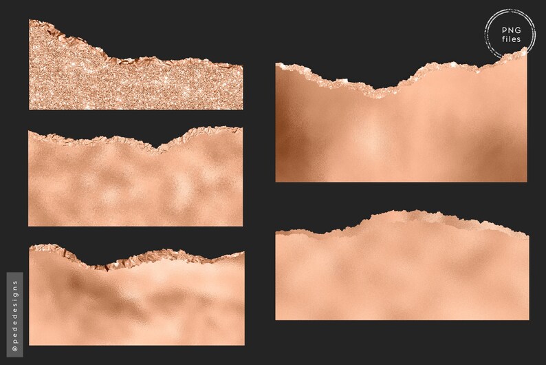 Rose Gold Glam Borders Clip Art Torn Paper Rose Gold - Etsy