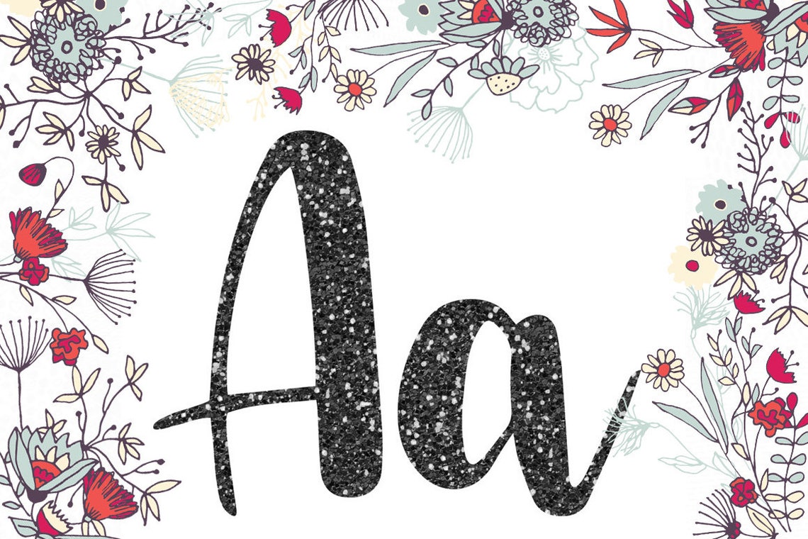 Black Glitter Alphabet Clipart Black Digital Letters Black - Etsy