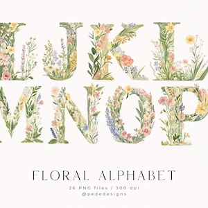 Floral Alphabet Clipart Set, Spring Flowers Clipart, Party, Celebration ...