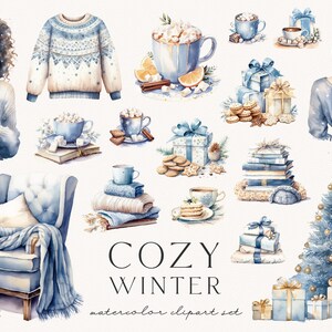 Cozy Winter Clipart: Watercolor Christmas, Cocoa, Gifts (download) - Etsy