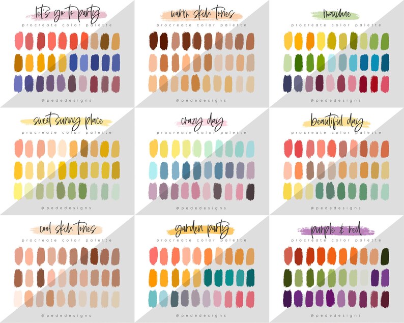 Bundle - 50 Procreate Color Palette, Color Swatches, iPad Illustration ...