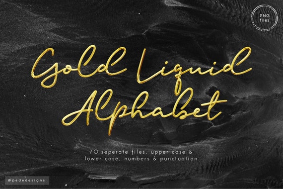 Gold Liquid Alphabet Clipart Gold Foil Digital Alphabet | Etsy