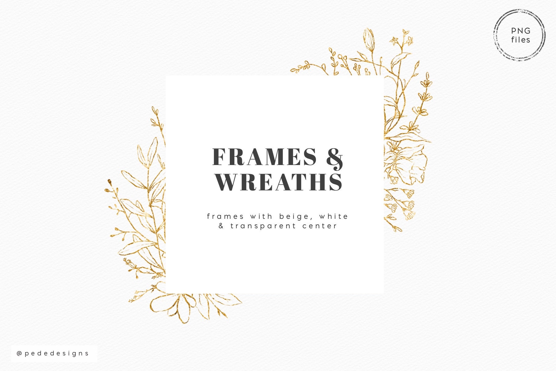 Gold Glitter Frames & Wreaths Clip Art Wedding Design - Etsy