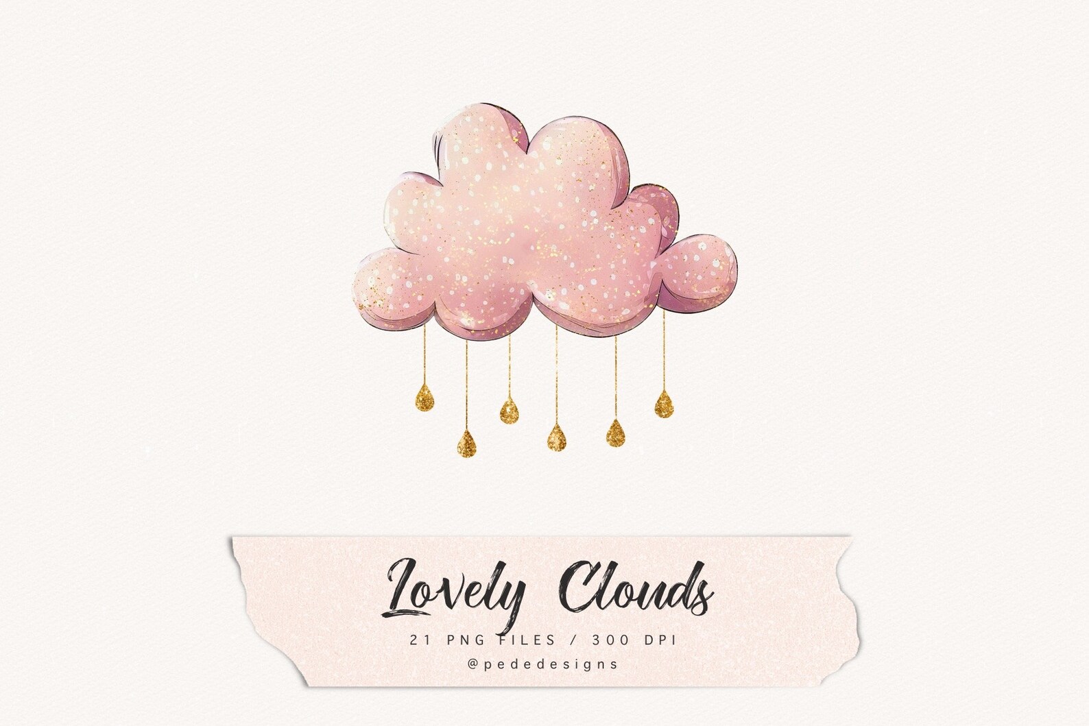Lovely Clouds Clipart, Clouds With Stars, Glitter Clipart, Moon, Sparkle Texture, Fairytale ...