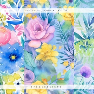 Watercolor Floral Digital Paper, Watercolor Spring Garden Pattern ...