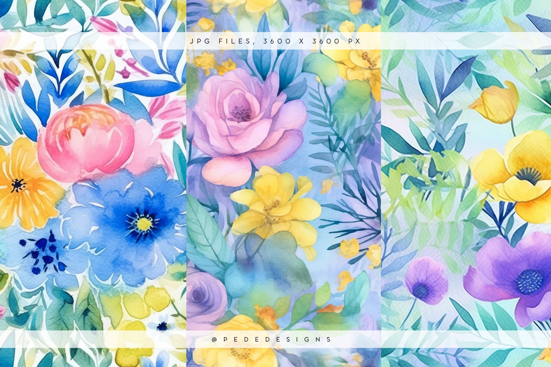 Watercolor Floral Digital Paper, Watercolor Spring Garden Pattern ...