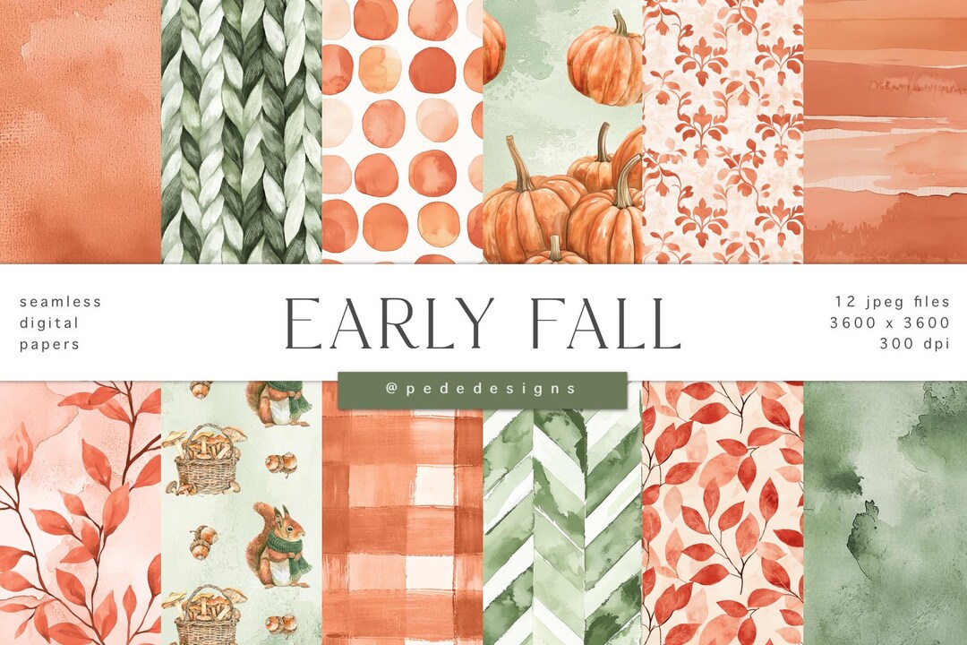 Early Fall Digital Papers Set, Autumn Digital Paper Pack, Planner ...