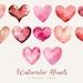 Watercolor Hearts Clipart, Watercolor Love Clipart, Valentine's Day ...