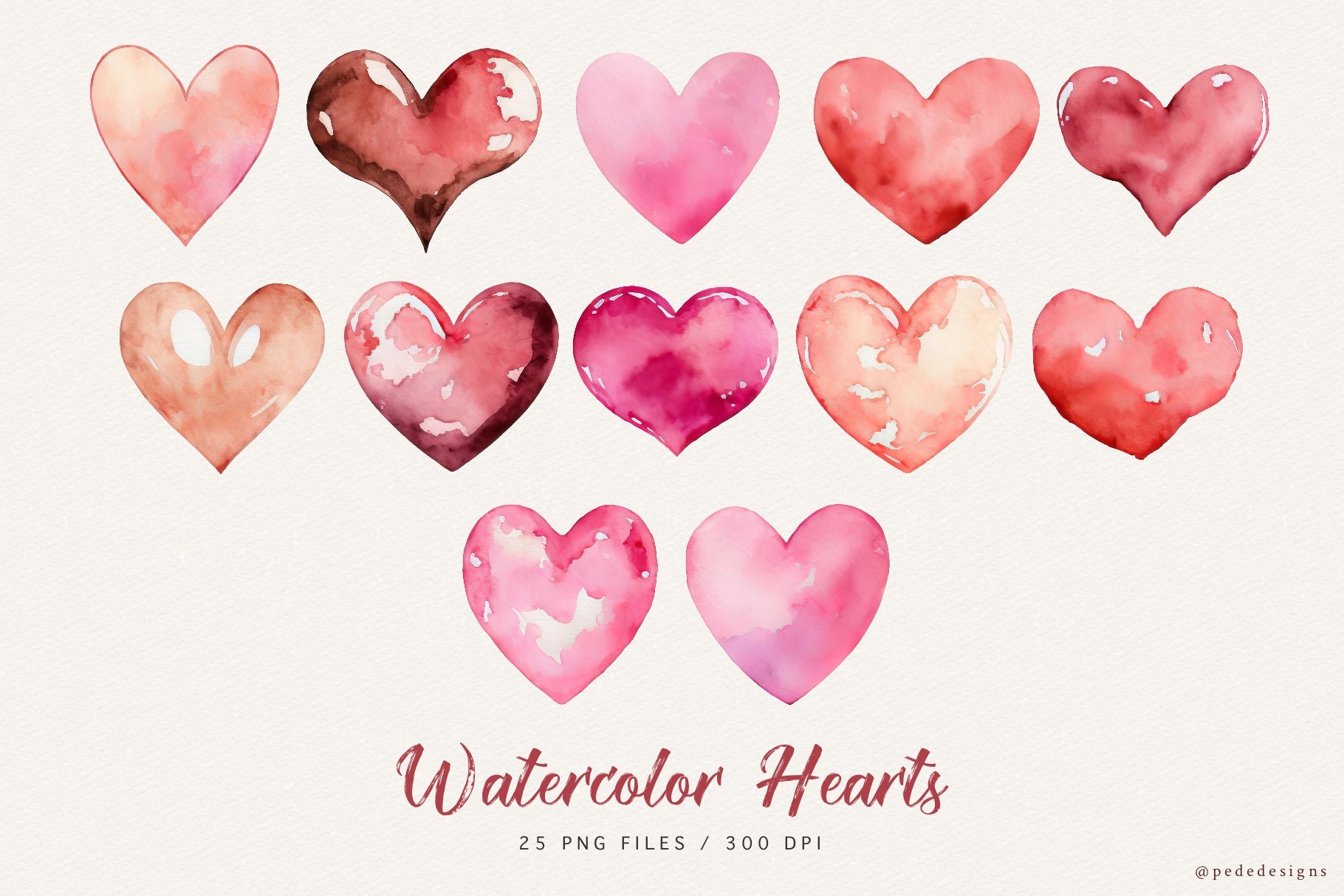 Watercolor Hearts Clipart Watercolor Love Clipart - Etsy