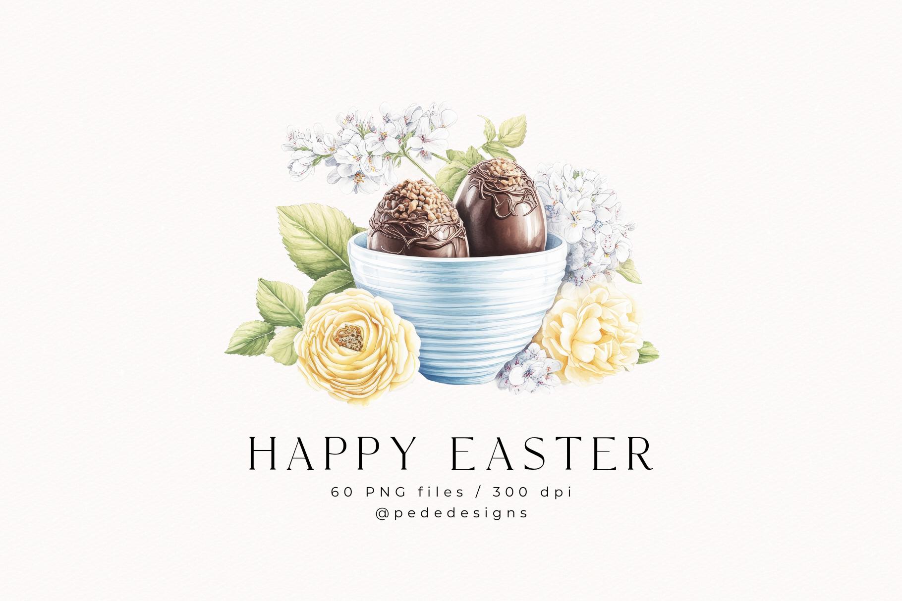 Happy Easter Clip Art Set, Watercolor Seasonal Graphics, Girl Clipart ...