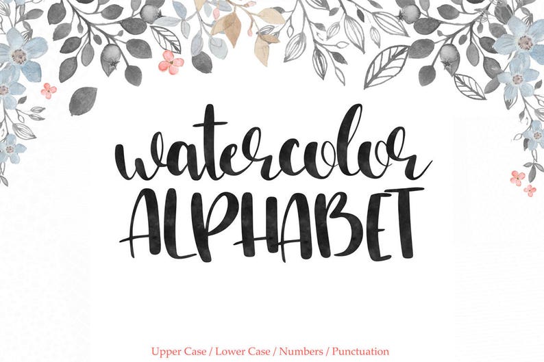 Black Watercolor Alphabet Clipart Watercolor Numbers Black - Etsy