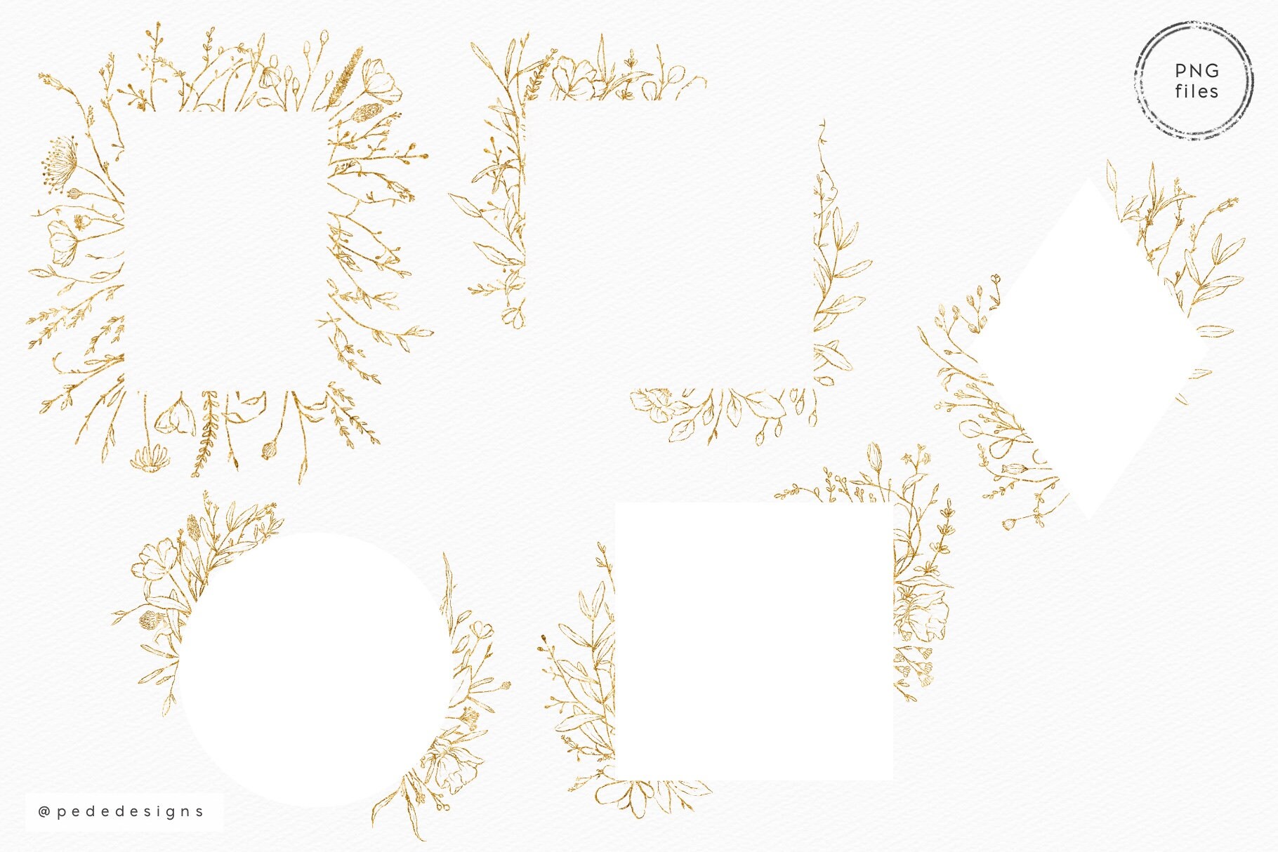 Gold Glitter Frames & Wreaths Clip Art Wedding Design - Etsy