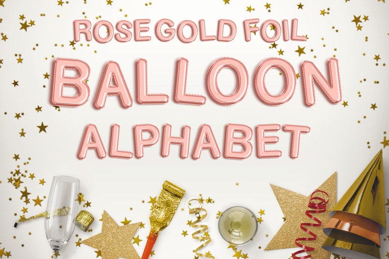 Rose Gold Foil Balloon Letters Clip Art Foil Balloon | Etsy