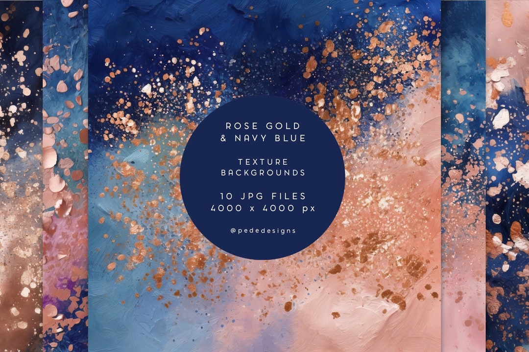 Abstract Backgrounds, Digital Paper Pack, Navy Blue, Blush, Rose Gold ...
