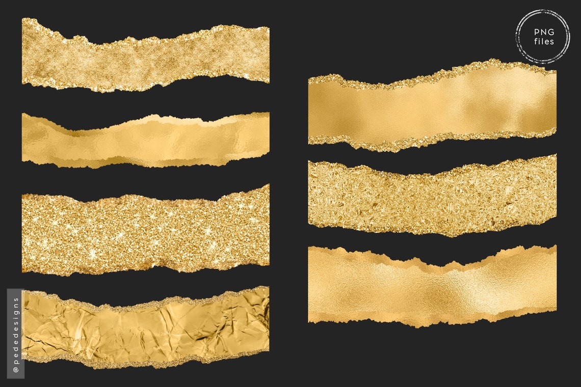 Gold Glam Borders Clip Art Gold Torn Paper Gold Overlay - Etsy