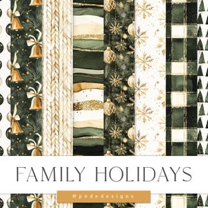 Family Holidays Digital Paper Pack, Christmas Digital Papers, Holiday ...