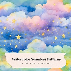 Cute Sky Digital Paper, Nursery Digital Paper Pack, Clouds Printable ...