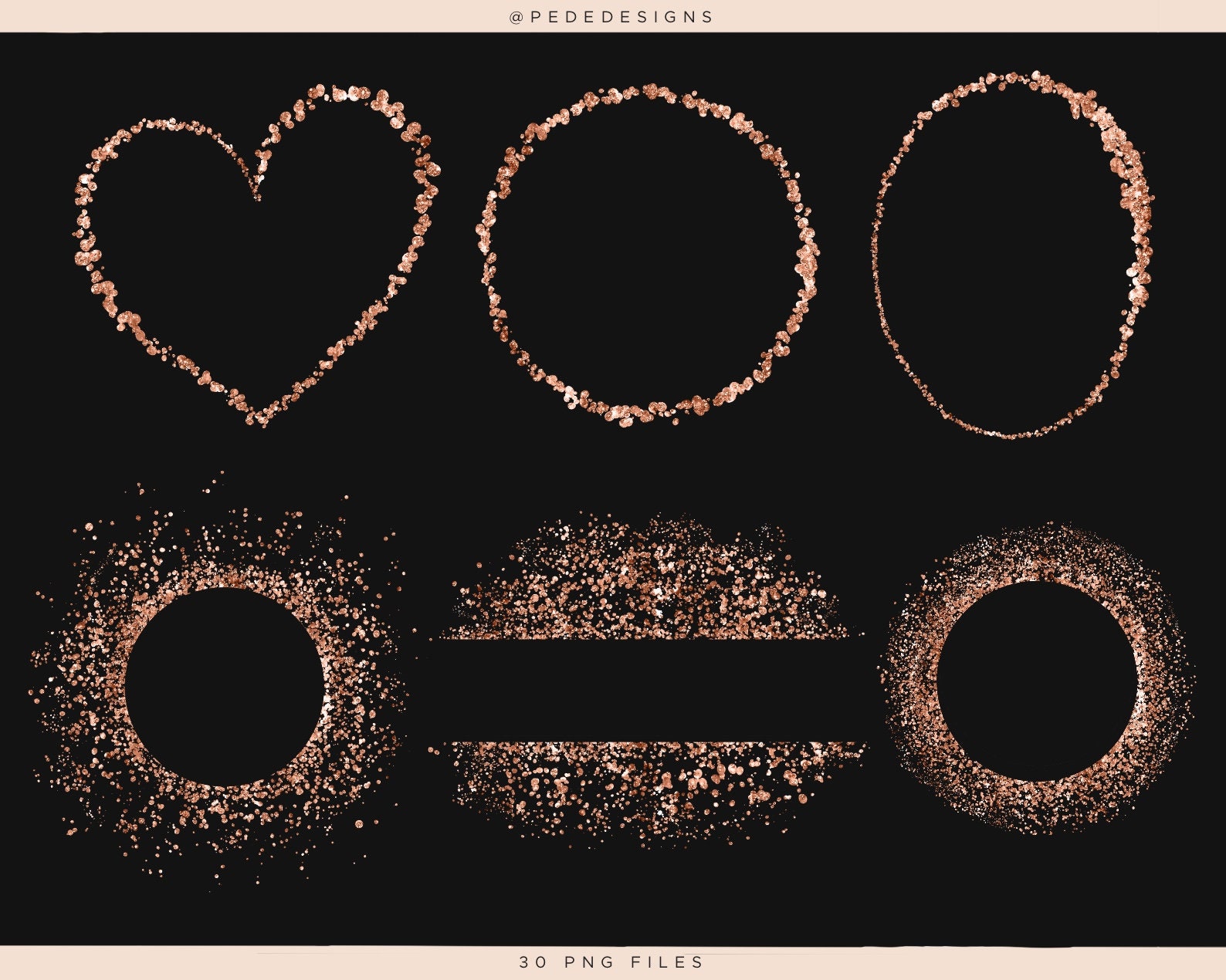 Rose Gold Frames Clip Art Glitter Geometric Sparkly Design - Etsy