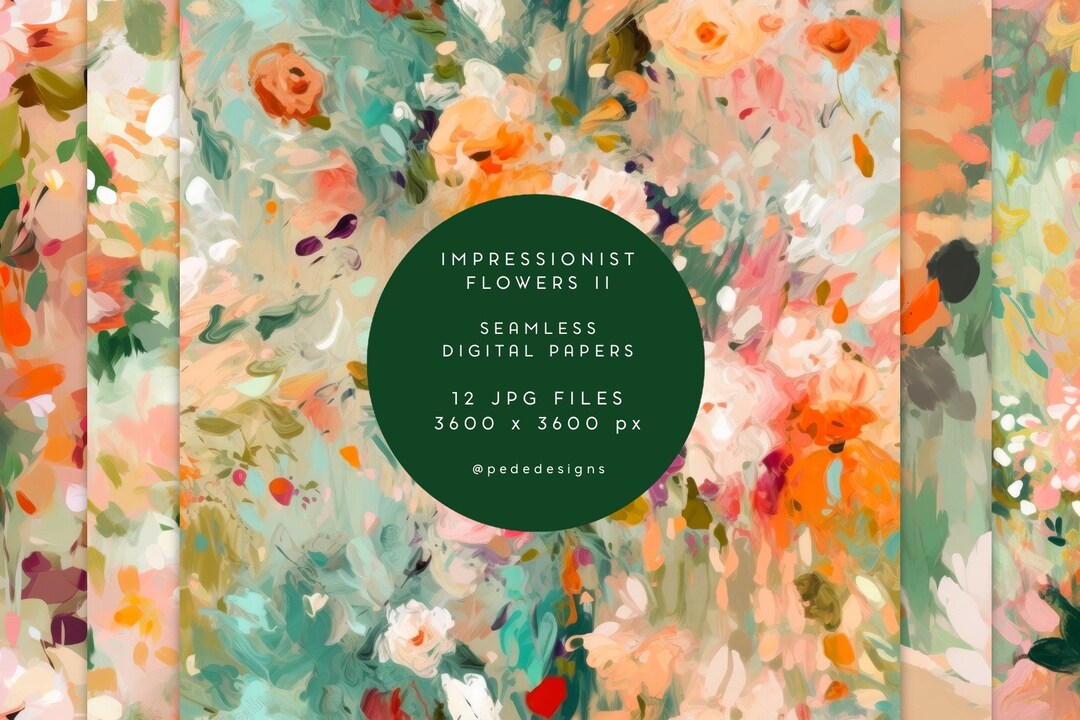Abstract Impressionist Flowers, Digital Papers, Abstract Seamless Paper ...