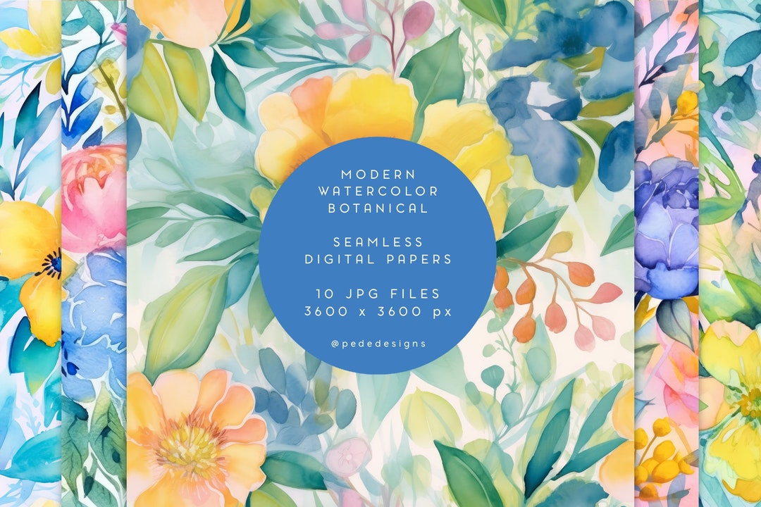 Watercolor Floral Digital Paper, Watercolor Spring Garden Pattern ...