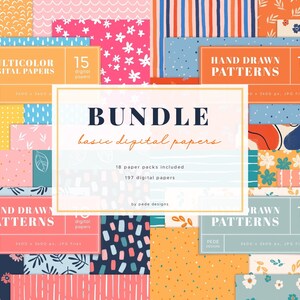 Basic Digital Papers Bundle, Seamless Patterns, Boho Digital Paper Pack ...