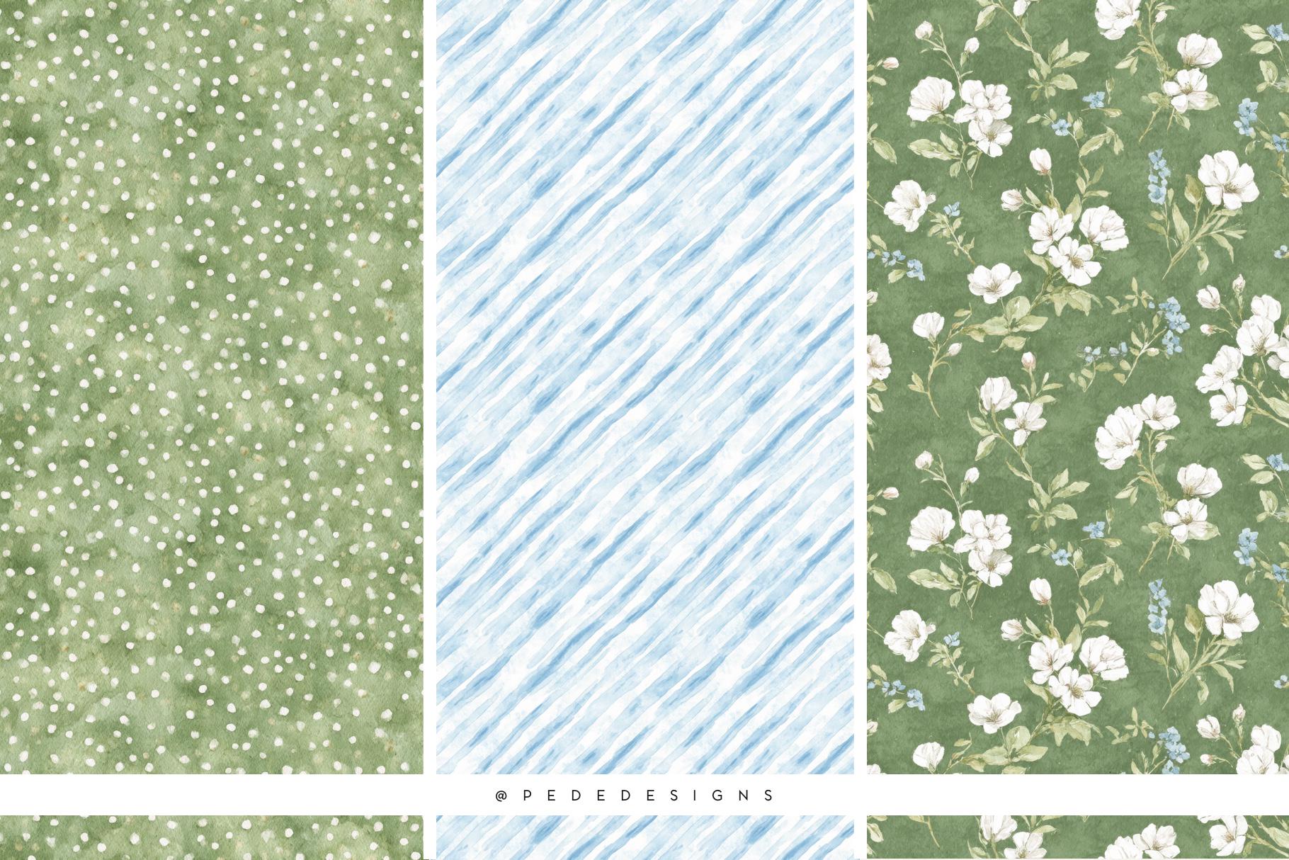 Quiet Spring Living Seamless Digital Papers | Watercolor Floral ...