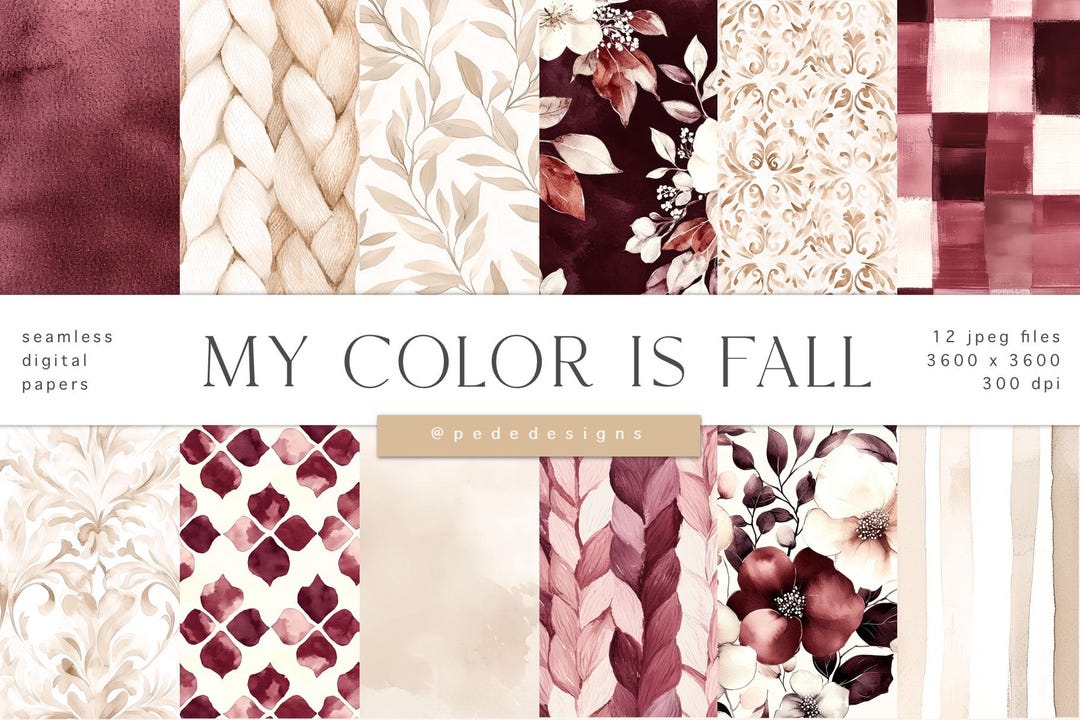 My Color is Fall Digital Papers Set, Autumn Digital Paper Pack ...