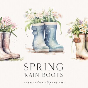 Spring Rain Boots, Watercolor Clipart, Spring Clipart, Garden Png ...