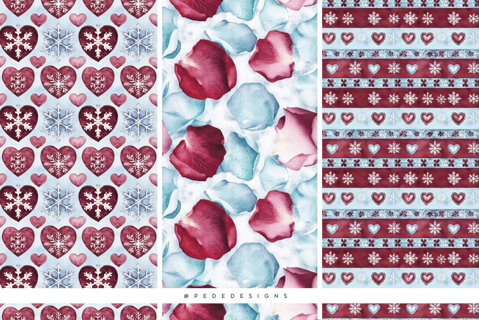 Winter Romance Digital Paper Pack, Valentine's Digital Papers, Love ...