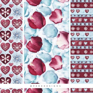 Winter Romance Digital Paper Pack, Valentine's Digital Papers, Love ...