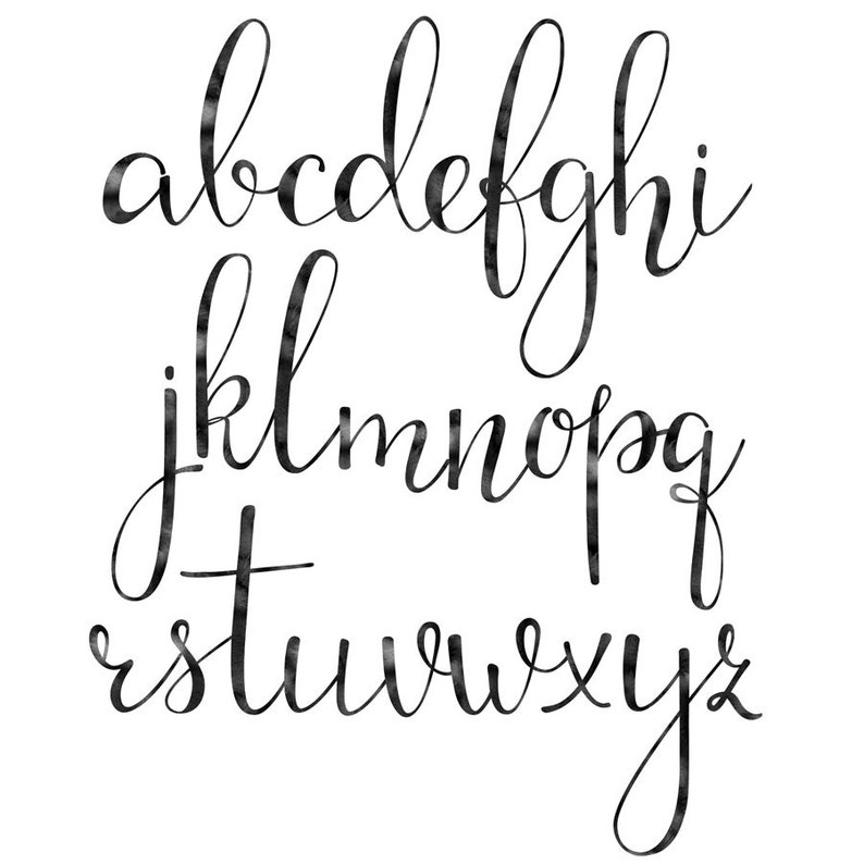 Black Watercolor Alphabet Clipart Digital Letters With - Etsy