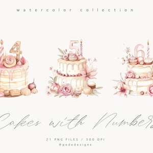 Cakes With Numbers Clipart, Birthday Clipart, Anniversary Png, Dessert ...