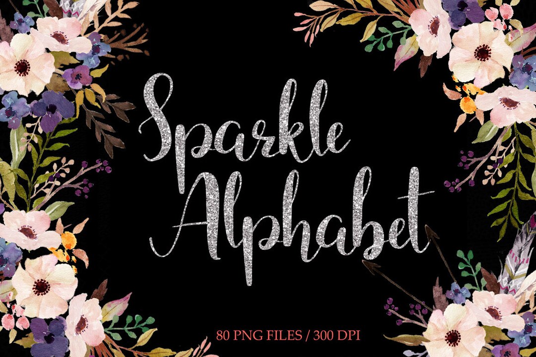 Silver Glitter Alphabet Clipart, Silver Digital Letter, Glitter Digital ...