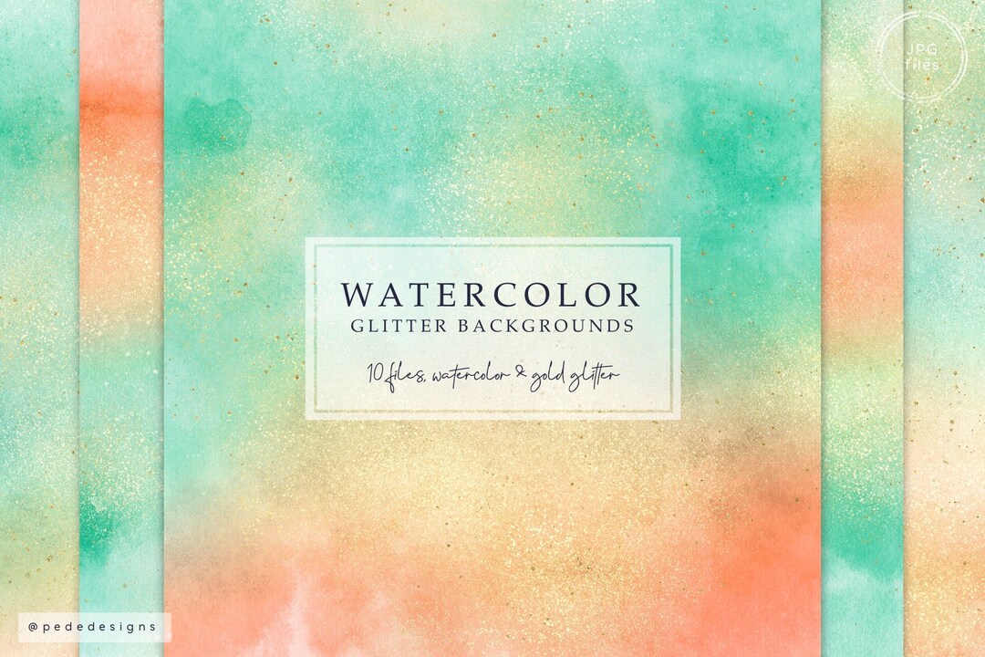 Watercolor Glitter Backgrounds, Gold Glitter, Watercolor Digital Paper ...