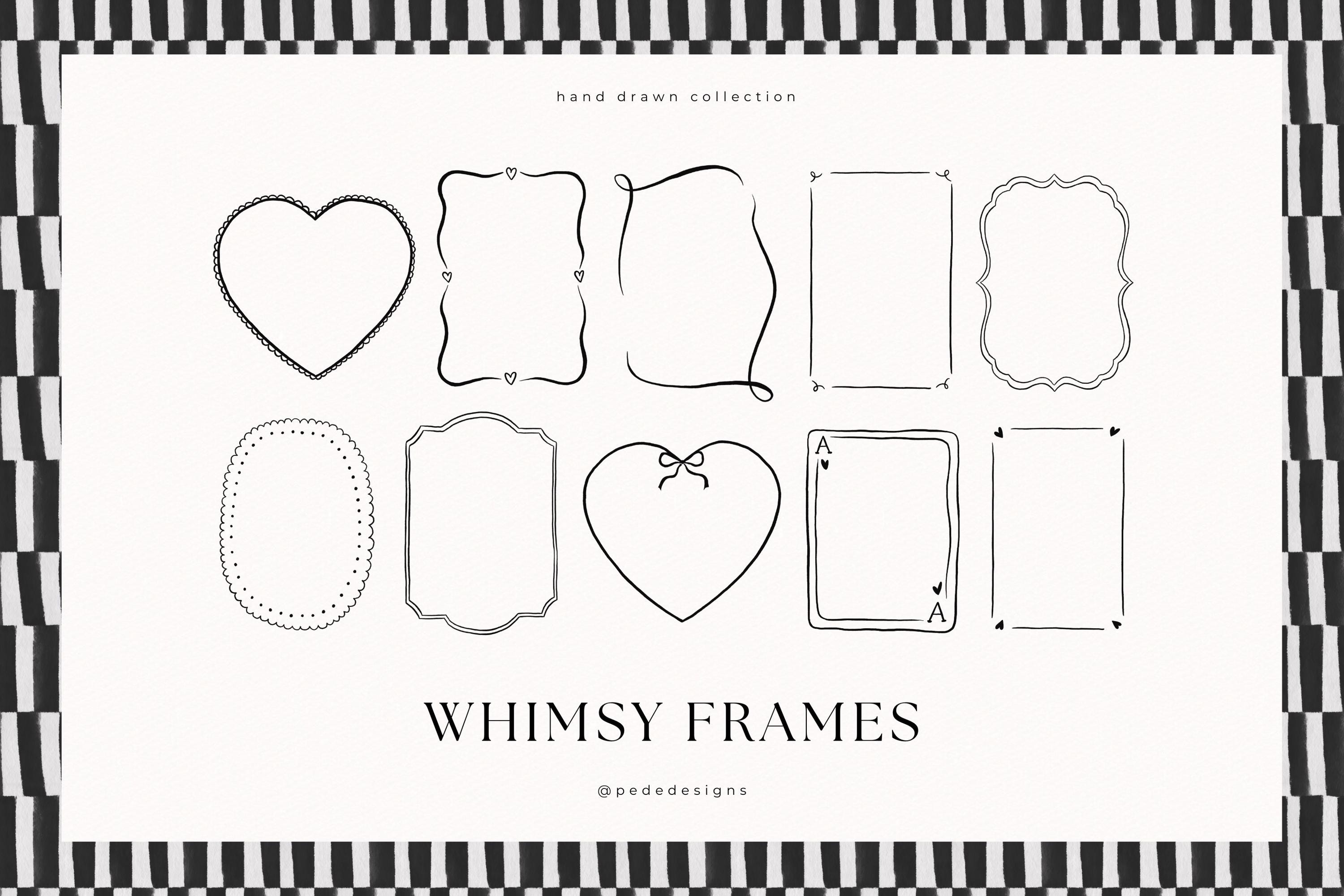 Whimsy Frames | 50 Hand-drawn Frames SVG PNG | Minimalist Line Art ...