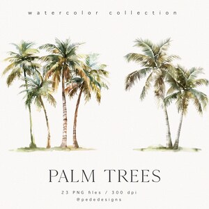 Watercolor Palm Trees, Watercolor Clip Art, Exotic Clipart, Tropical ...