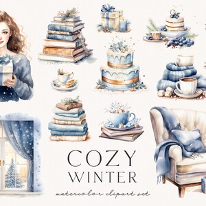 Cozy Winter Clipart: Watercolor Christmas, Cocoa, Gifts (download) - Etsy