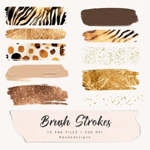 Brush Strokes Clipart, Safari, Gold Foil, Gold Glitter, Confetti, Paint ...