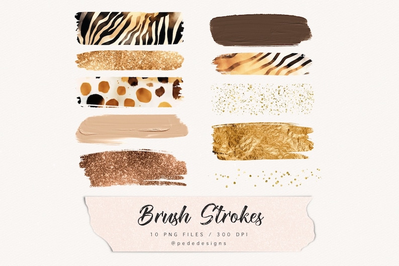 Brush Strokes Clipart, Safari, Gold Foil, Gold Glitter, Confetti, Paint ...