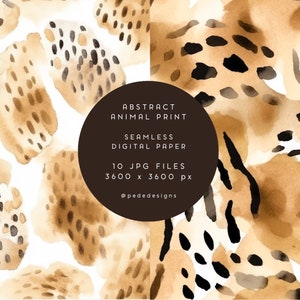 Watercolor Abstract Animal Skin Digital Papers, Safari Pattern ...
