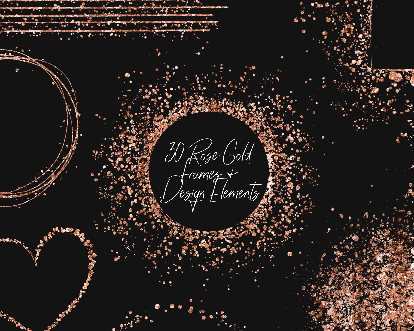 Rose Gold Frames Clip Art Glitter Geometric Sparkly Design - Etsy