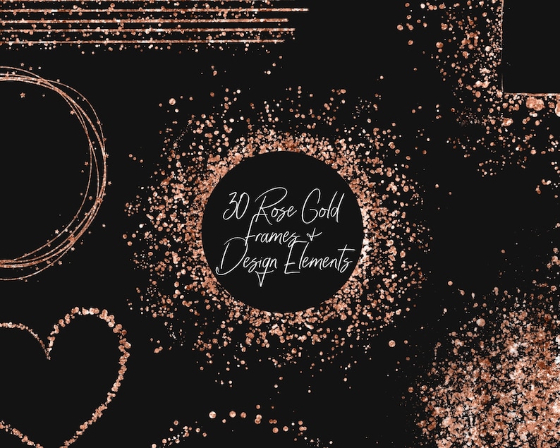 Rose Gold Frames Clip Art Glitter Geometric Sparkly Design - Etsy