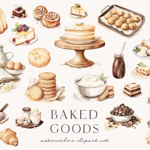 Baked Goods, Baking Watercolor Clipart, Dessert Png Graphics, Png ...