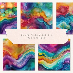 Rainbow Marble Backgrounds, Digital Paper Pack, Marble Texture ...