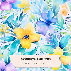 Watercolor Floral Digital Paper, Watercolor Spring Garden Pattern ...