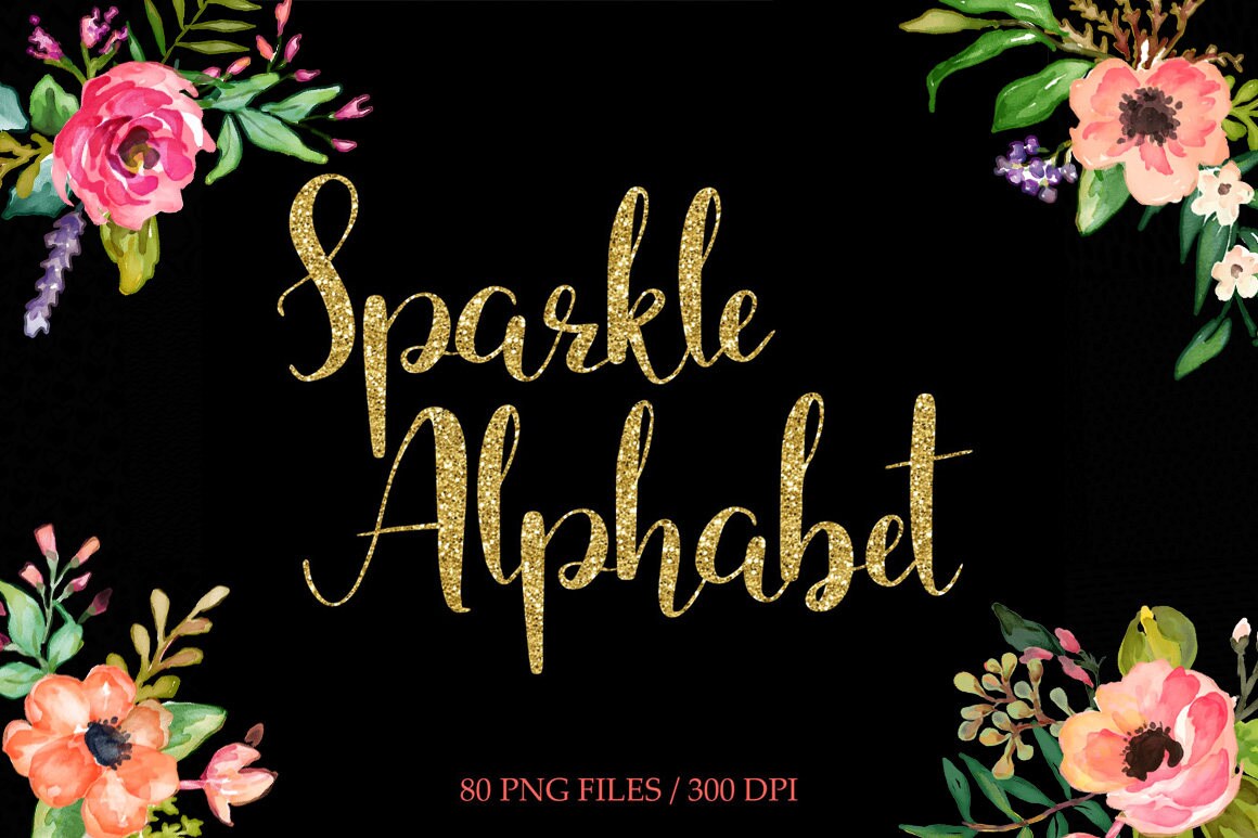 Gold Glitter Alphabet Clipart Gold Digital Alphabet Glitter - Etsy