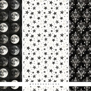 Midnight Black Digital Papers Set, Celestial Digital Paper Pack ...